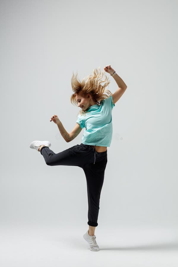 Hip Hop Dancer Moving and Jumping in Studio Stock Image - Image of ...