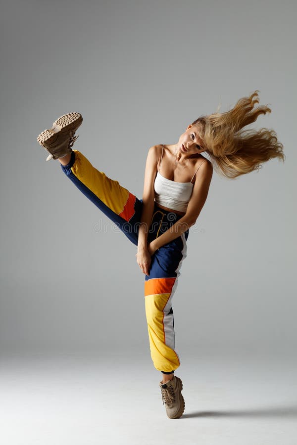 Hip Hop Dancer Moving and Jumping in Studio Stock Image - Image of ...