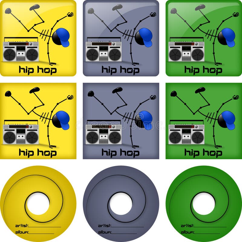 Hip hop disc covers stock vector. Illustration of round - 24059391
