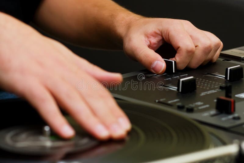 Hands of DJ Scratching Vinyl Record Stock Photo - Image of deejay ...