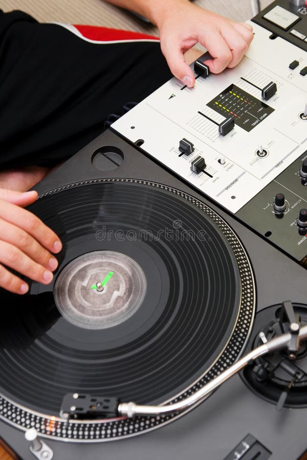Hip-hop DJ Scratching the Vinyl Record Stock Photo - Image of ...
