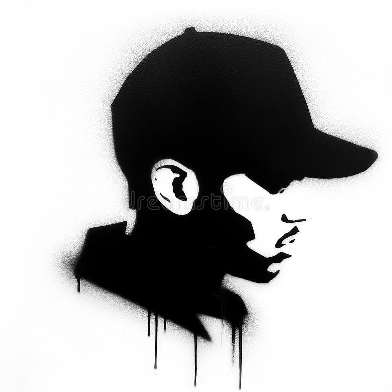 Hip-hop Icon in Stencil-art Style,black and White Stock Illustration ...