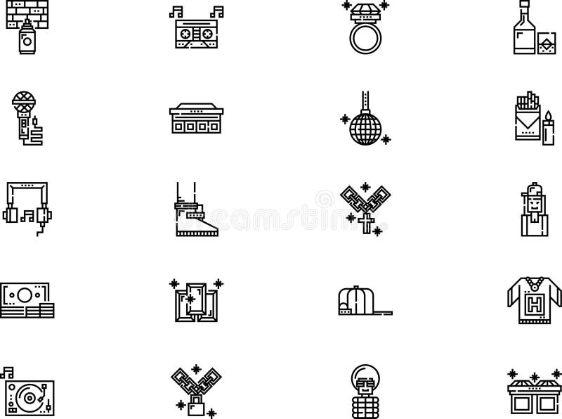 Hip Hop Icons Collection is a Vector Illustration with Editable Stroke ...