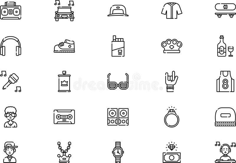 Hip Hop Icons . Collection is a Vector Illustration with Editable ...