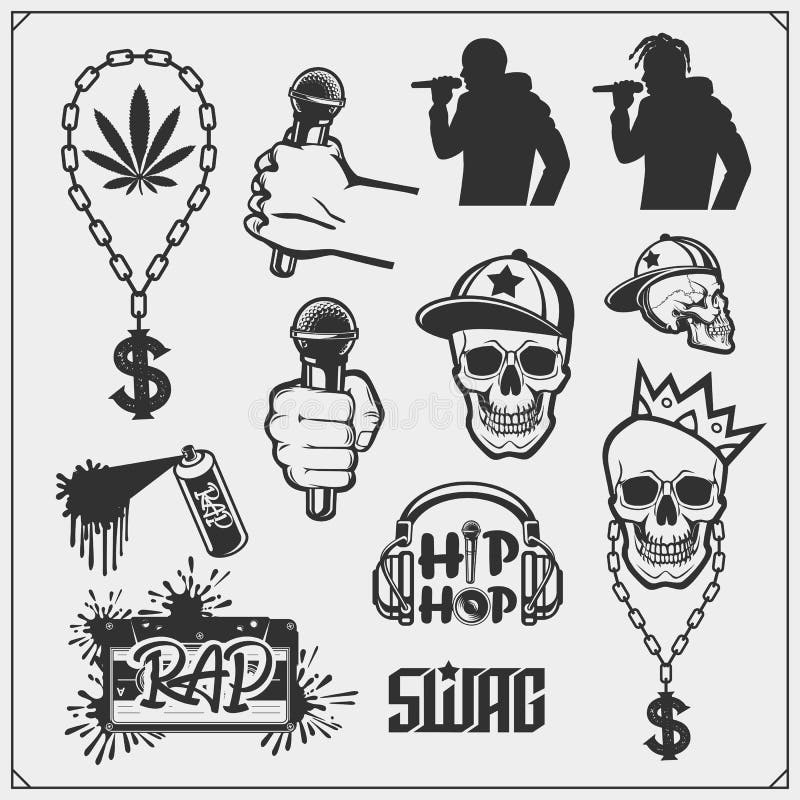 Hip-hop and Rap Emblems, Attributes and Accessories. Poster Templates ...