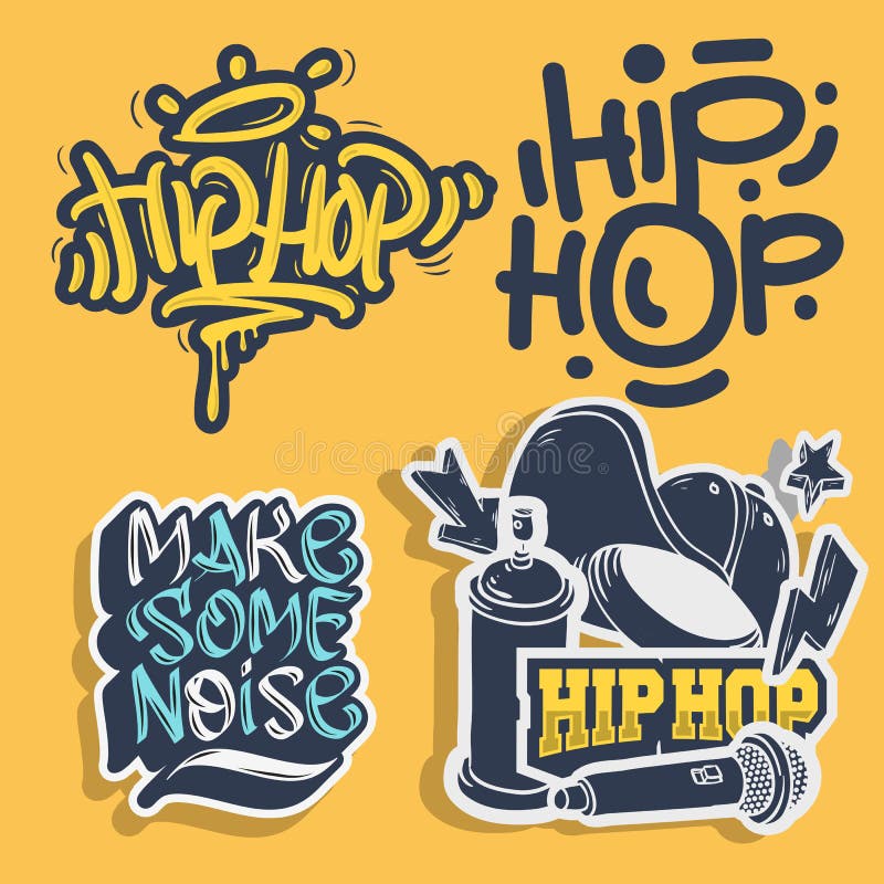Hip Hop Rap Music Related Vector Illustrations Designs. Stock Vector ...