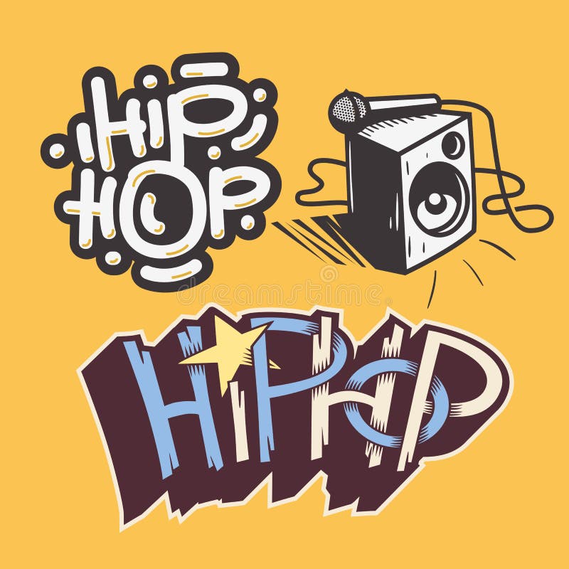 Hip Hop Rap Music Related Vector Illustrations Designs Stock Vector