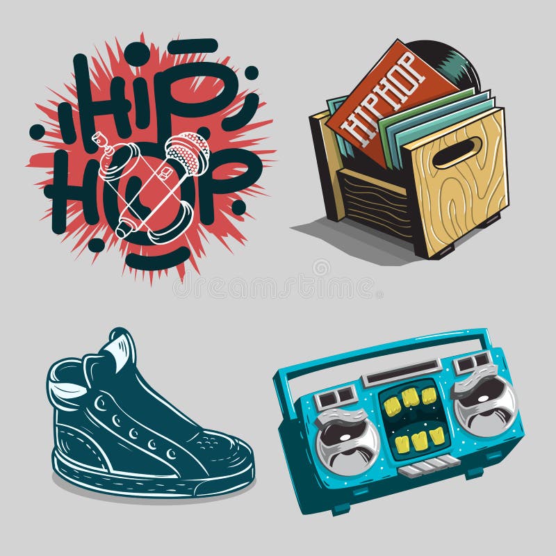 Hip Hop Rap Music Related Vector Illustrations Designs. Stock Vector ...