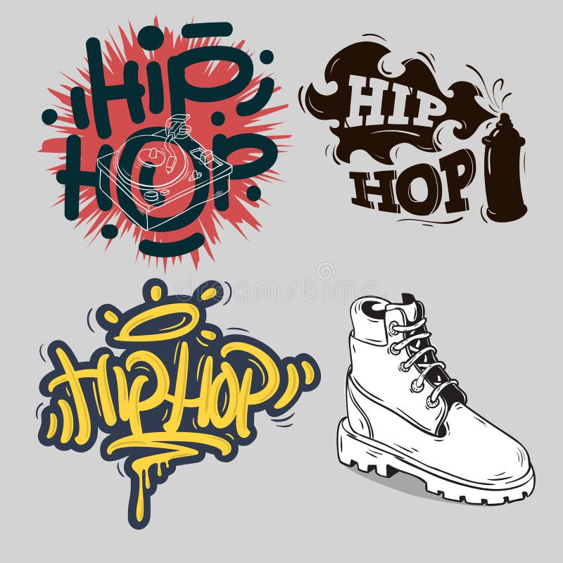Hip Hop Rap Music Related Vector Illustrations Designs. Stock Vector ...