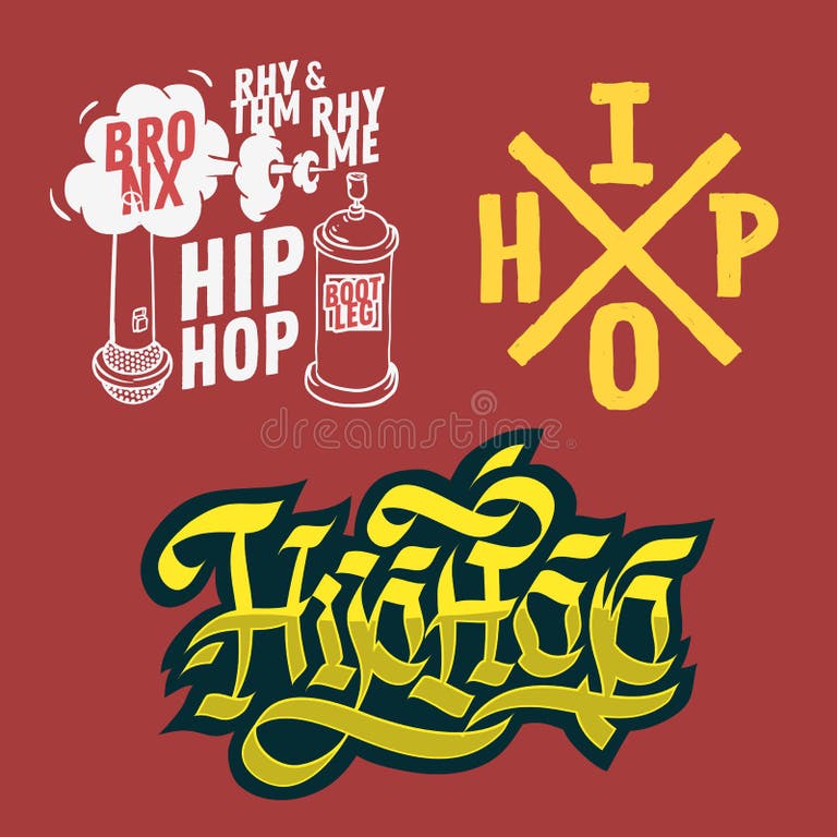 Hip Hop Rap Music Related Vector Illustrations Designs. Stock Vector ...