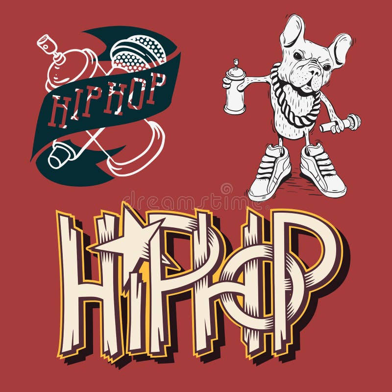 Hip Hop Rap Music Related Vector Illustrations Designs. Stock Vector ...