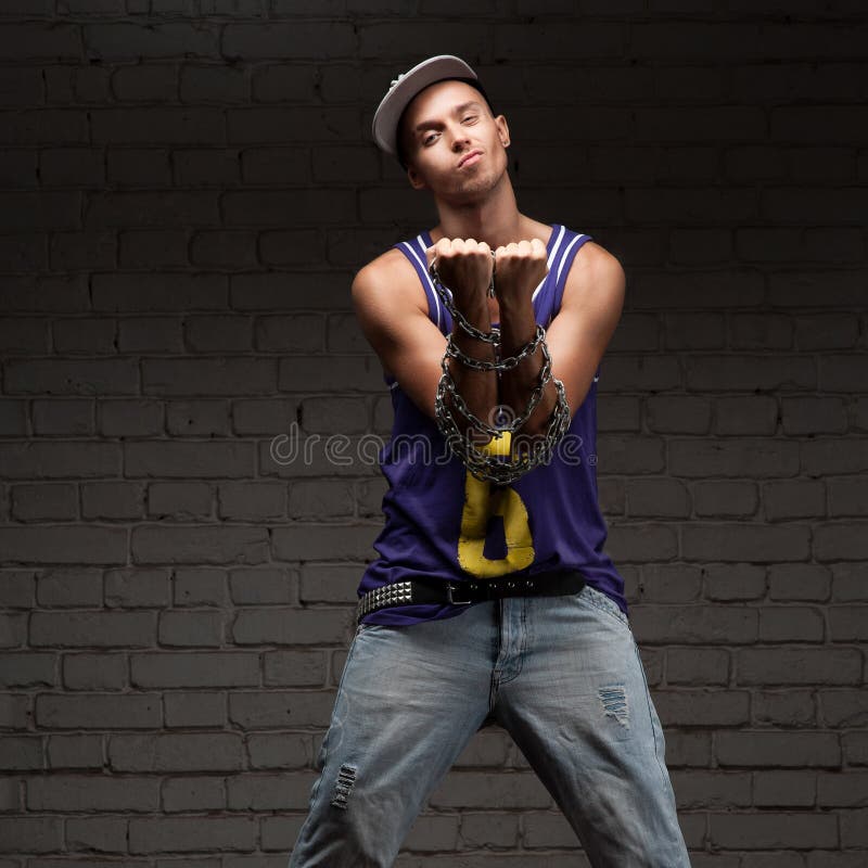Hip-hop Style Man Holding Chain Stock Image - Image of dance, adult ...