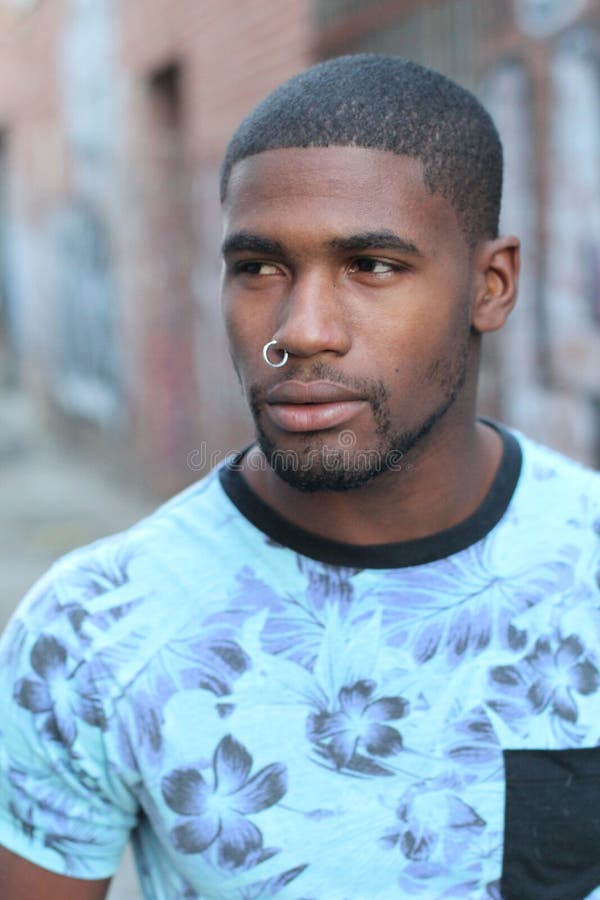Hip Man Wearing a Nose Ring Looking Away Stock Photo - Image of ...