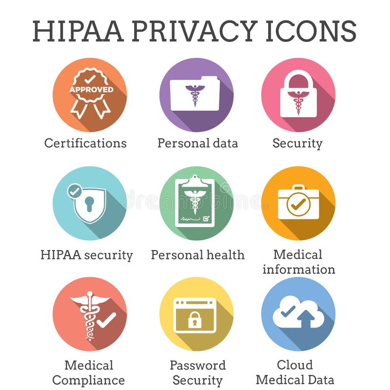 HIPPA Compliance Web Banner Header W Medical Icon Set & Text Stock ...