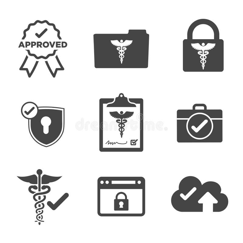 HIPAA Compliance Icon Set with Hippa Image Involving Medical Privacy ...