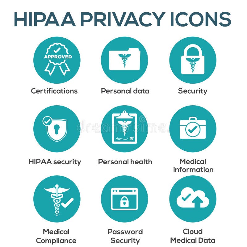 HIPAA Compliance Icon Set with Hippa Image Involving Medical Privacy ...