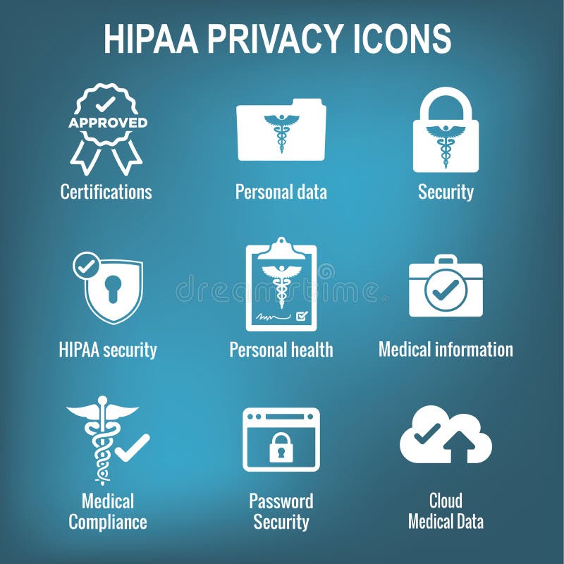 HIPAA Compliance Icon Set with Hippa Image Involving Medical Privacy ...