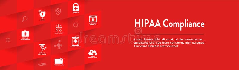 HIPAA Compliance Web Banner Header - Medical Icon Set and Text Stock ...