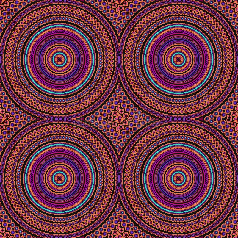 Hippie-Art-Mandala Seamless Pattern Tile in-Orange Und -PURPUR ...