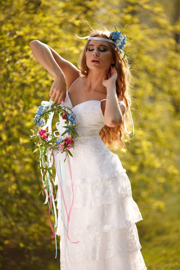 Hippie bride stock image. Image of holidays, back, femininity - 39808399