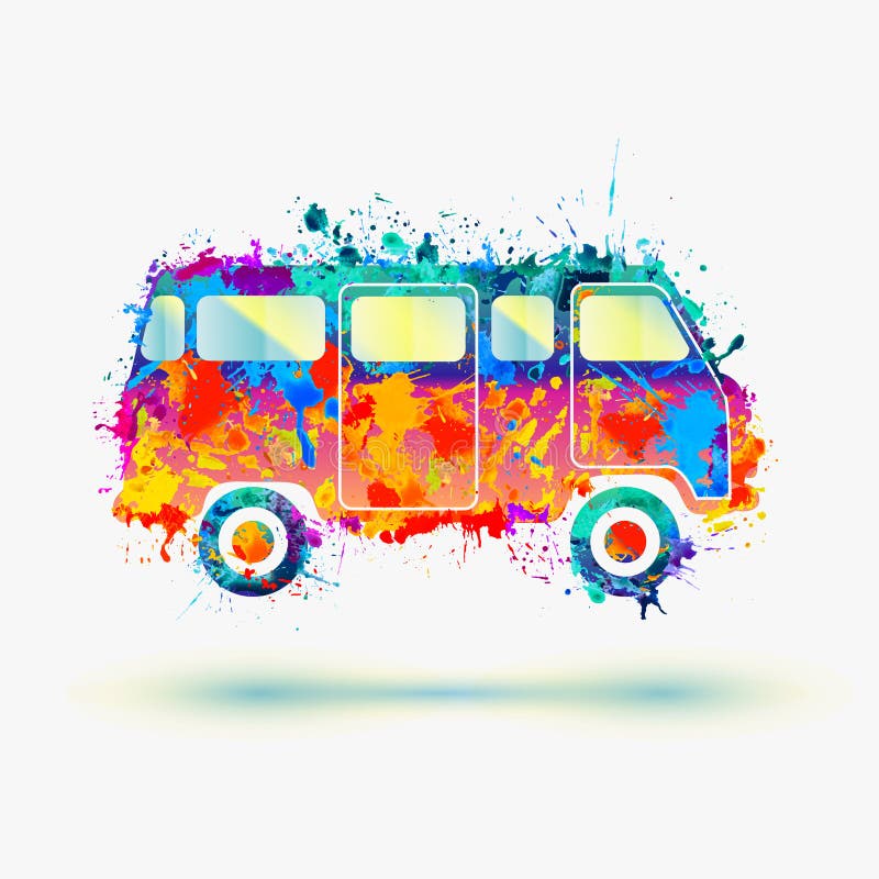 Hippie Camper bus. stock vector. Illustration of paint - 57663851