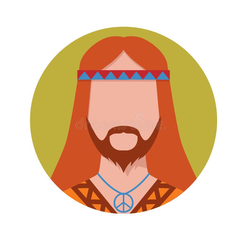 Hippie male avatar stock vector. Illustration of portrait - 52385044