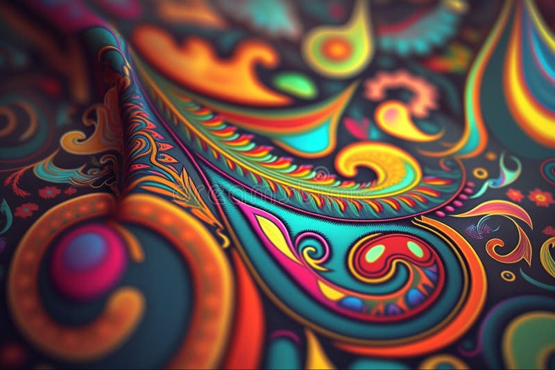 Hippie Paisley Pattern in Rainbow Colors Stock Illustration ...