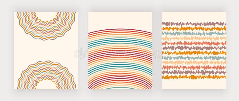 Hippie Retro Wall Art Prints with Boho Rainbow Shapes Stock Vector ...