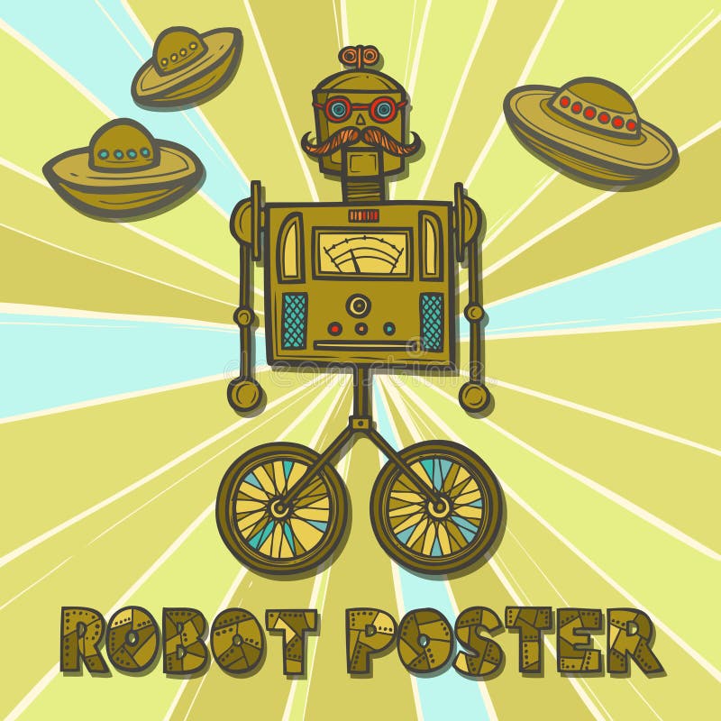 Hippie-Roboterdesign vektor abbildung. Illustration von elegant - 41817317