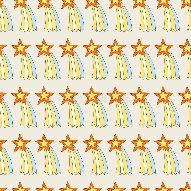 Hippie Seamless Pattern with Star Comets Stock Vector - Illustration of ...