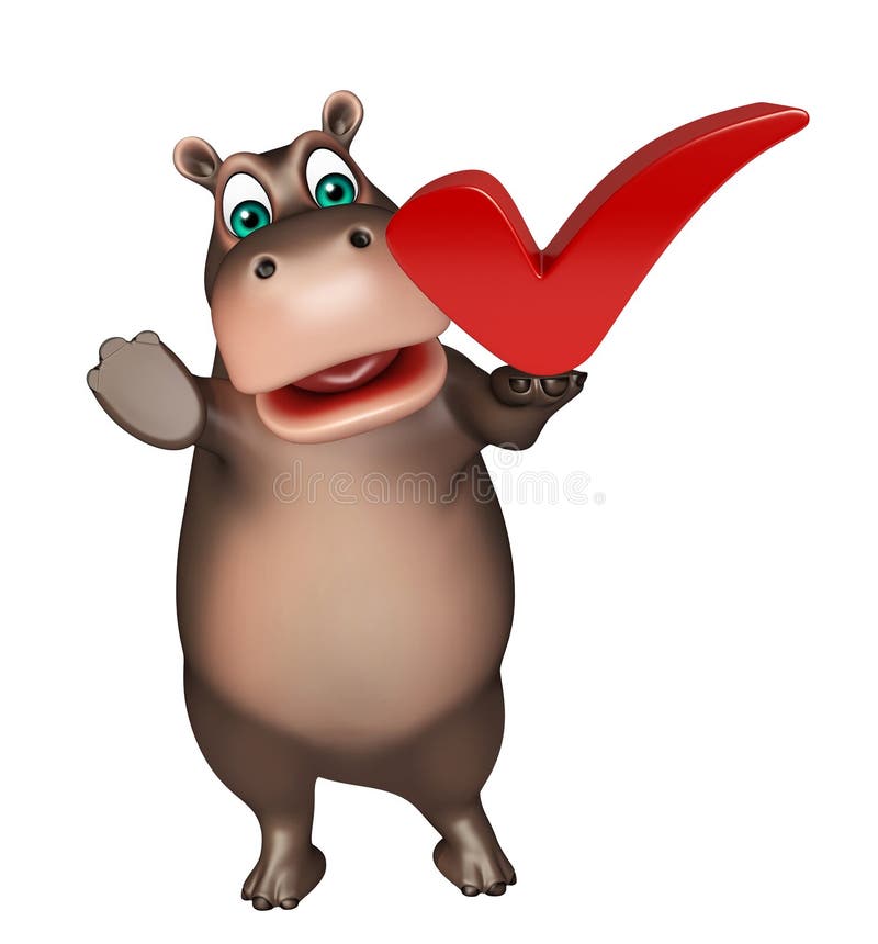 Hippo Cartoon Character with Right Sign Stock Illustration ...