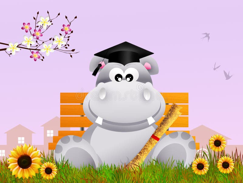 Hippo graduate stock illustration. Illustration of celebration - 38918045