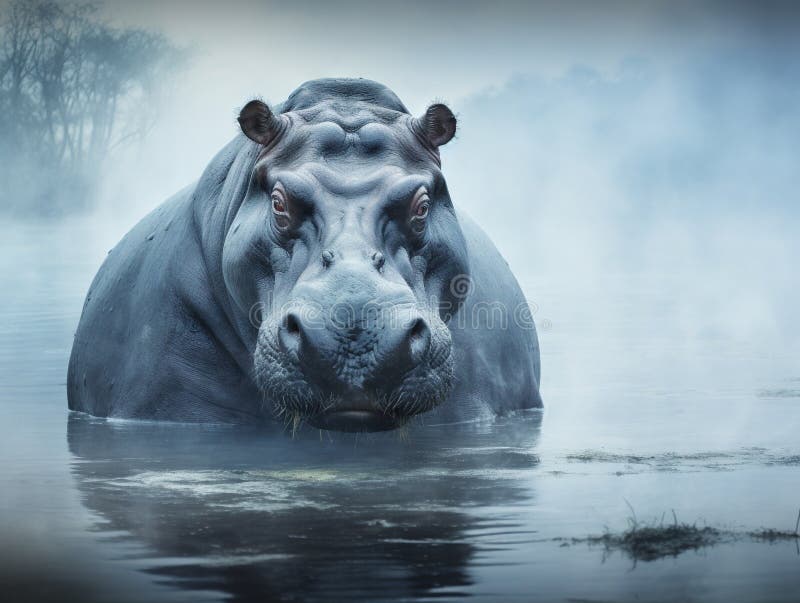 Hippo stock illustration. Illustration of large, blue - 293682867