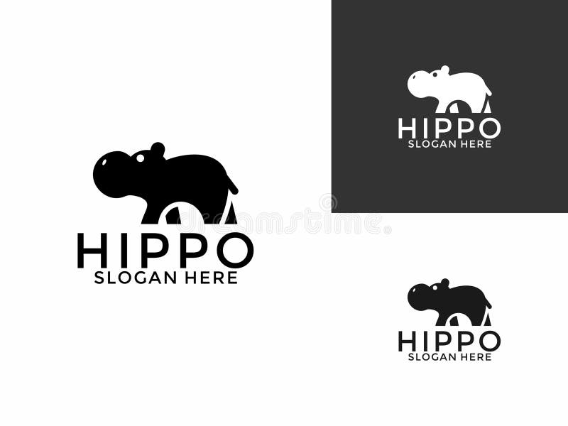 Hippo Logo Design Vector Silhouette Illustration, Hippopotamus Animal ...