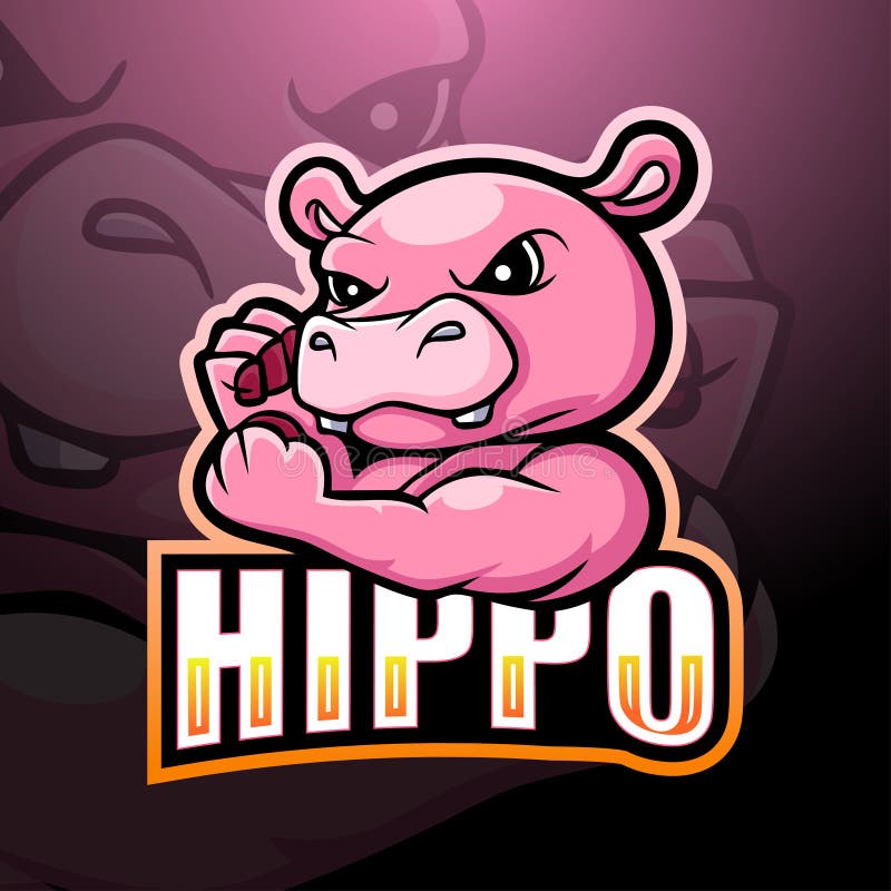 Hippo Mascot Esport Logo Design Stock Vector - Illustration of head ...