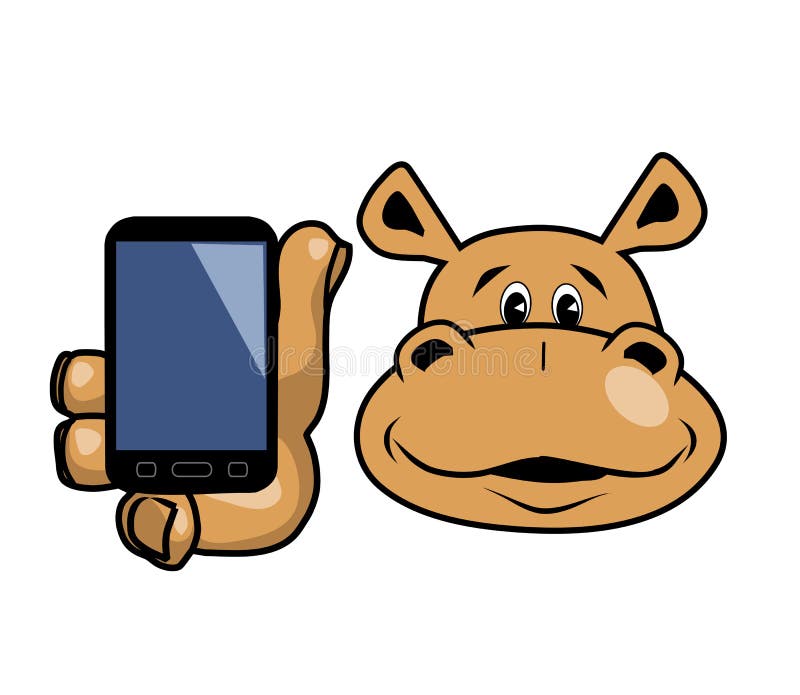 Hippo and phone stock illustration. Illustration of hippopotamus - 32862535