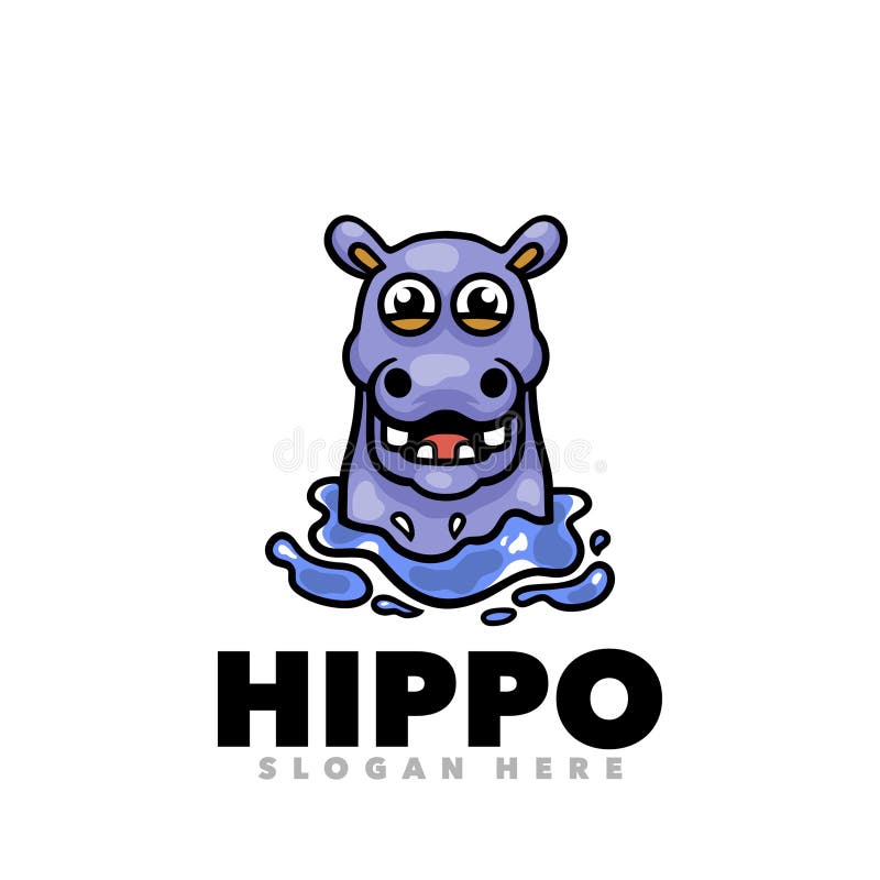 Hippo Playful Funny Logo Design Illustration Stock Vector ...