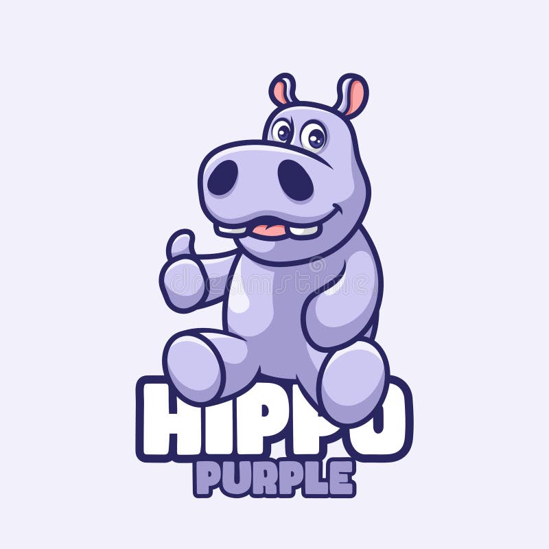 Hippo Purple Cartoon Logo Design Stock Illustration - Illustration of ...