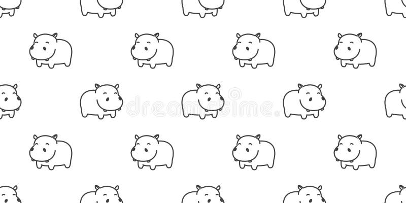 Hippo Seamless Pattern Hippopotamus Vector Isolated Wallpaper ...