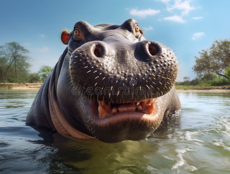 Hippo smile stock illustration. Illustration of river - 293695560