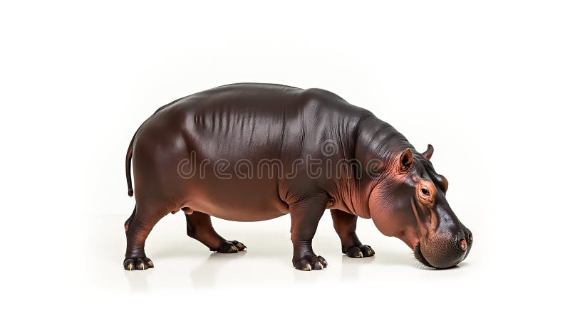 Hippo Stands on a White Background Showcasing Its Large Body and ...