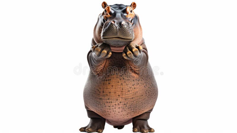 A Hippo Statue with Hands on Hips and a White Background, AI Stock ...