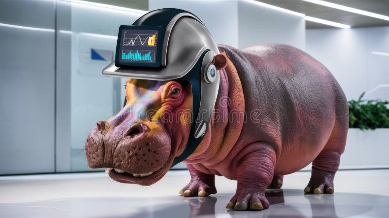 A Hippo Wearing a Helmet with an Electronic Device on it S Head, AI ...