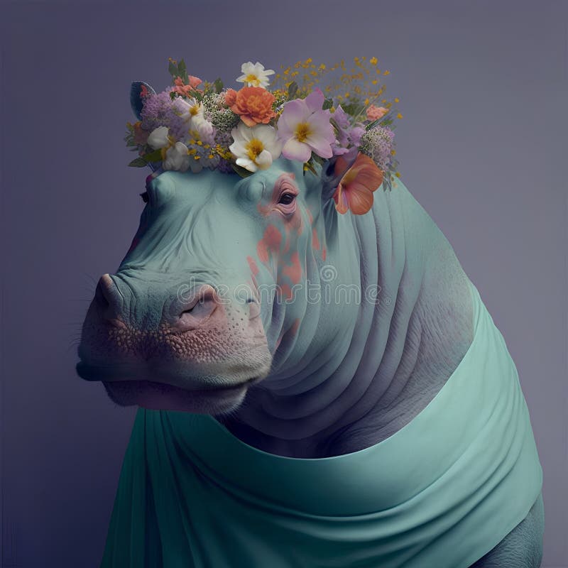 Flowers Hippo, Coloring Page Anti-stress Stock Vector - Illustration of ...