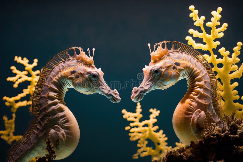 Hippocampus, a Seahorse, in an Aquarium Stock Illustration ...