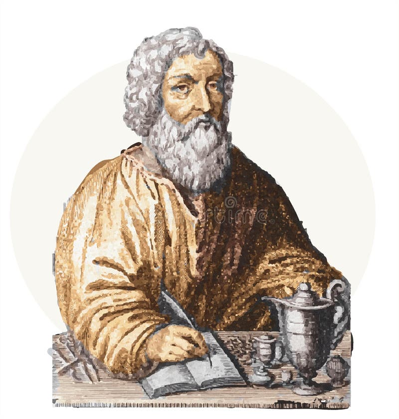 Hippocrates 460-370 BC Portrait in Line Art Illustration Stock Vector ...