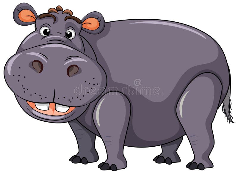 Hippopotamus in Cartoon Style Stock Vector - Illustration of playful ...