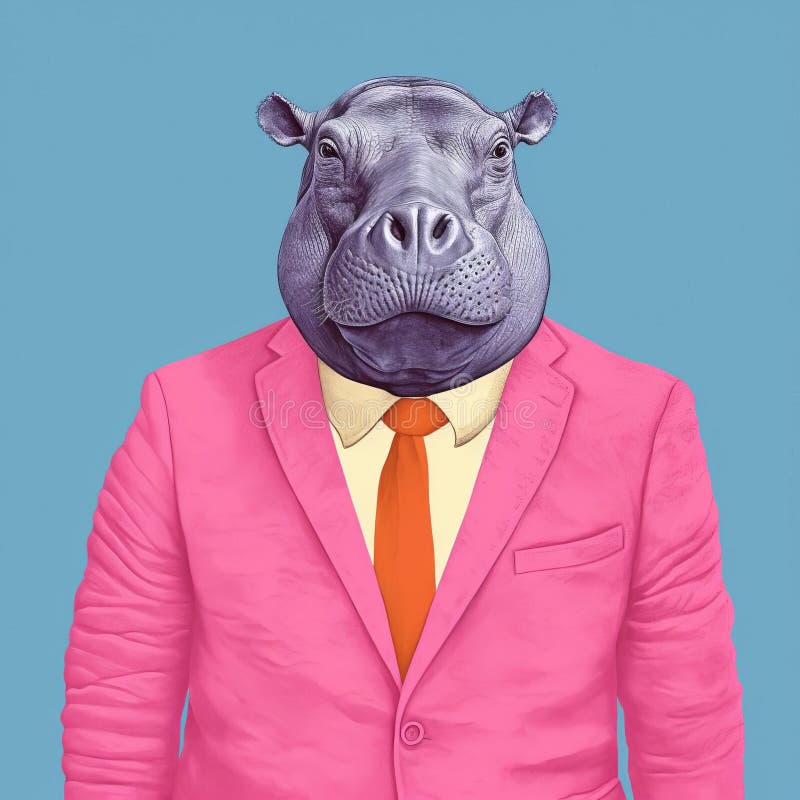 Minimalist Screenprint Illustration of Full Body Hippopotamus Riso ... Minimalist Screenprint Illustration of Full Body Hippopotamus Riso ...