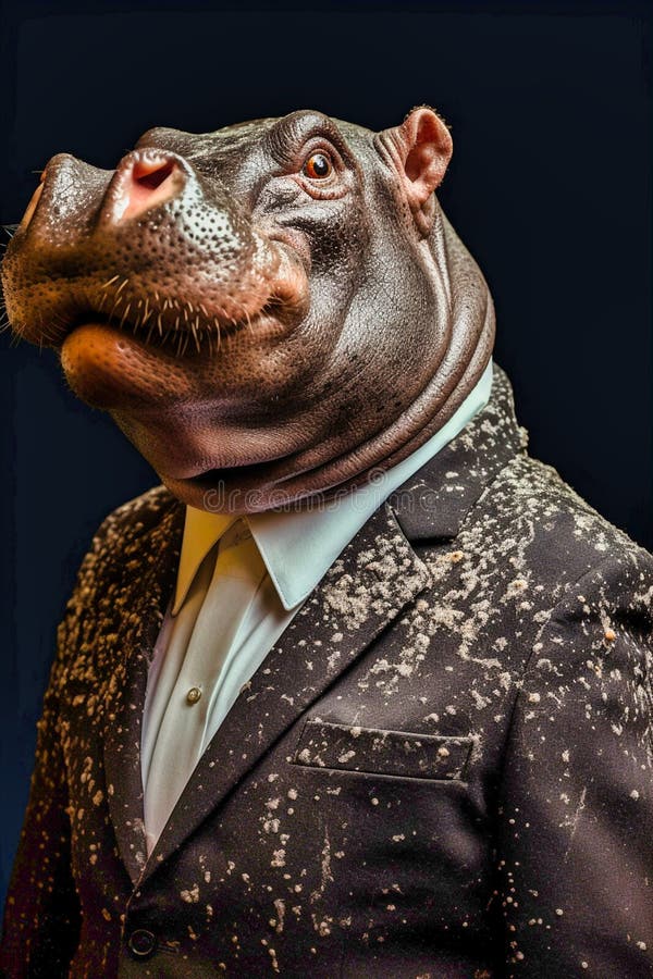 A Hippopotamus Dressed in a Mans Business Suit, Generative AI Stock ...