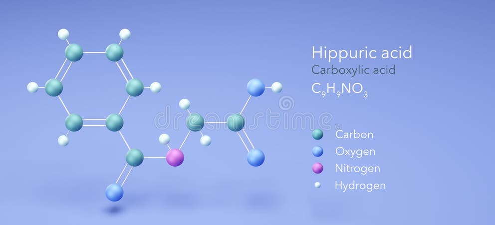 Hippuric Acid Molecule, Molecular Structures, C9h9no3 3d Model ...